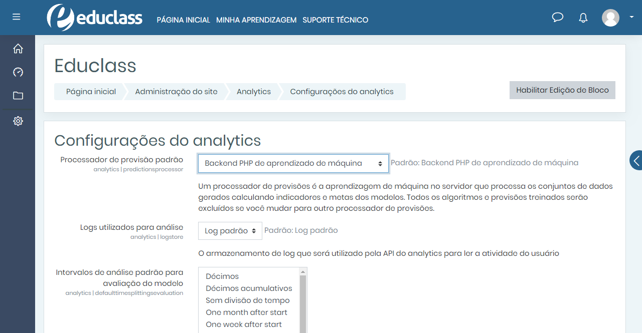 Learning Analytics no Moodle 3.8 - Educlass