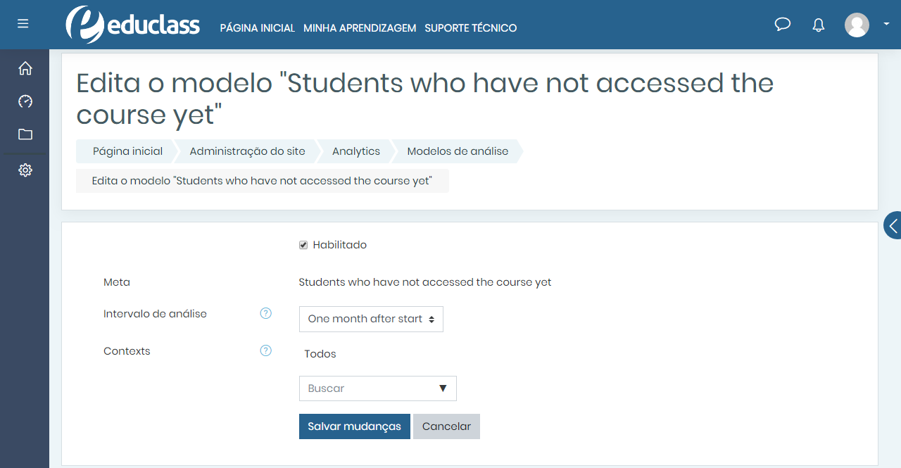 Learning Analytics no Moodle 3.8 - Educlass